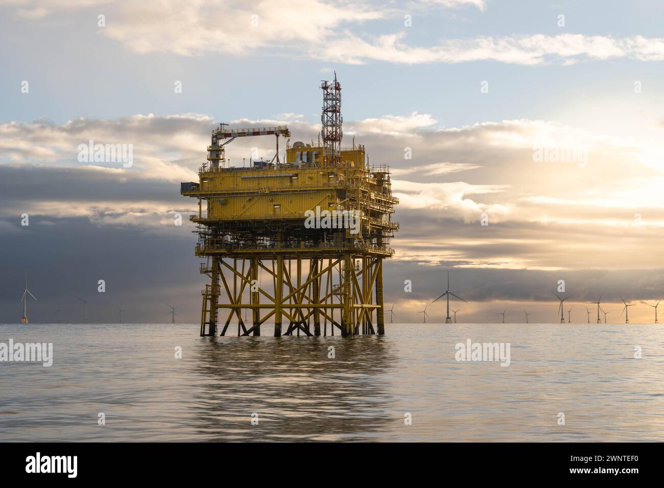 Offshore Substation Platform. North Sea Renewable Energy Windfarm Stock ...