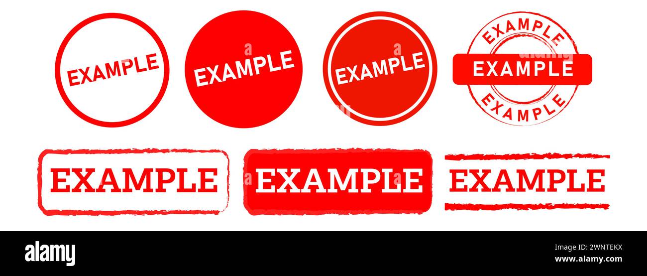 example rectangle and circle red rubber stamp label sticker sign ...