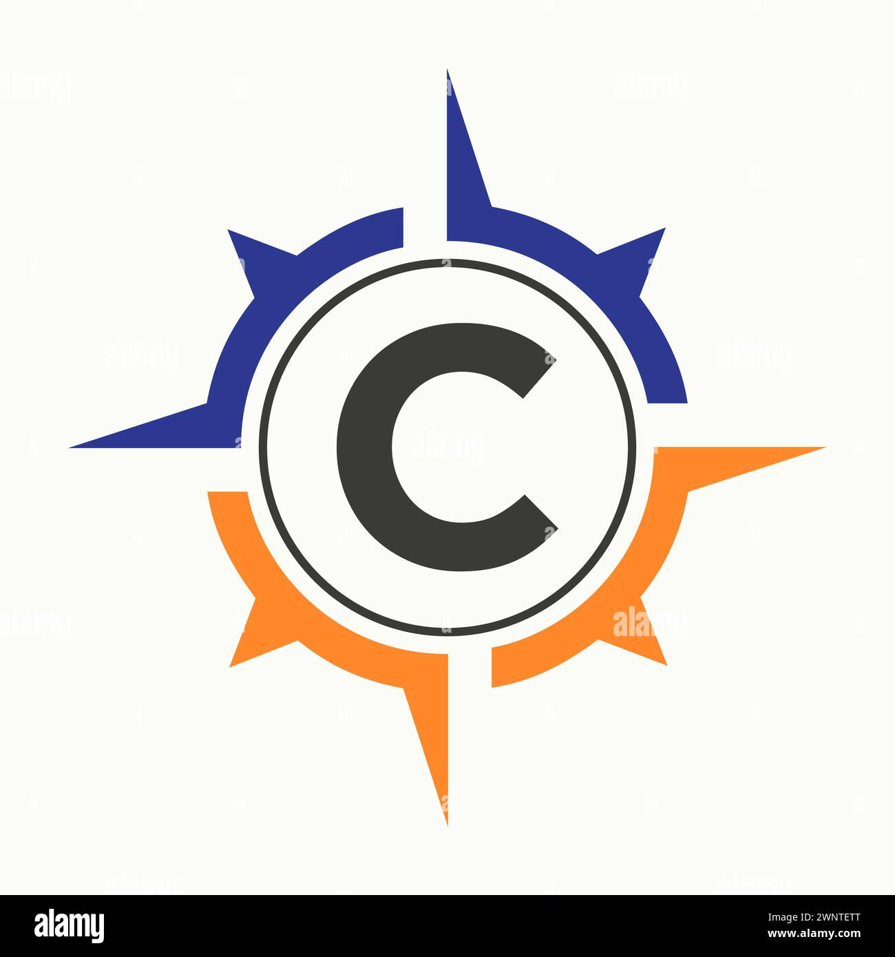 Compass Logo On Letter C Alphabet. Navigator Symbol Stock Vector Image ...