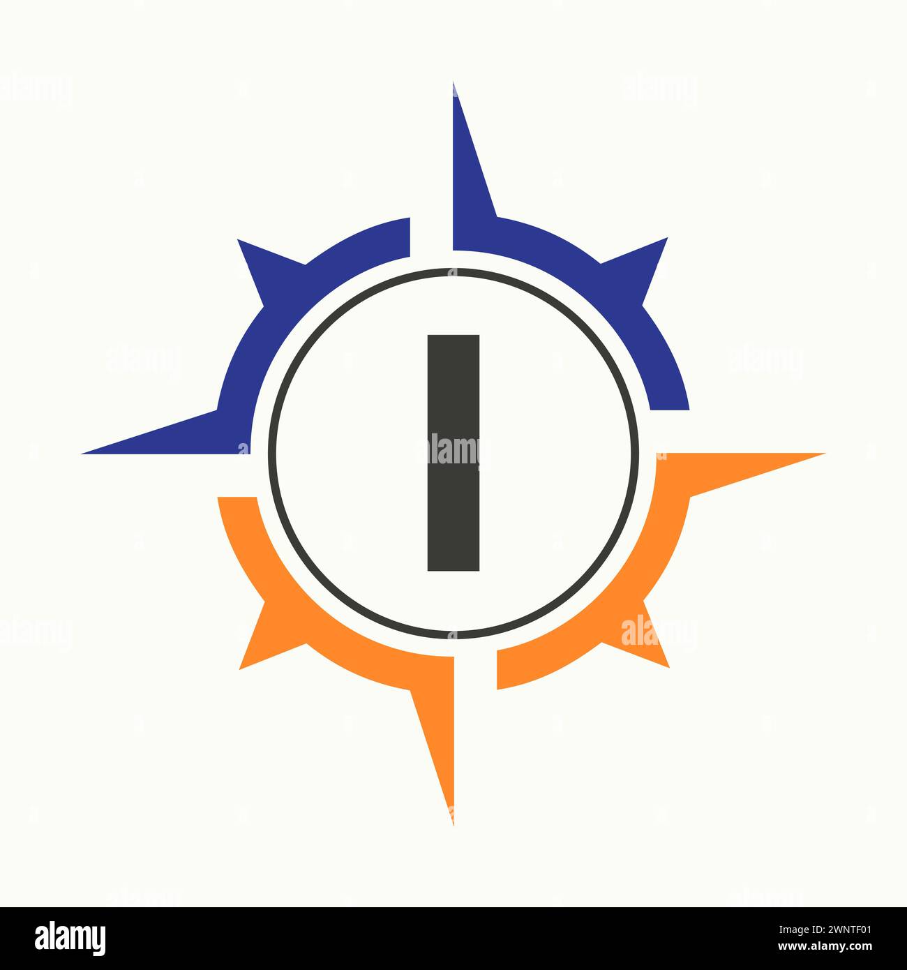 Compass Logo On Letter I Alphabet. Navigator Symbol Stock Vector Image ...