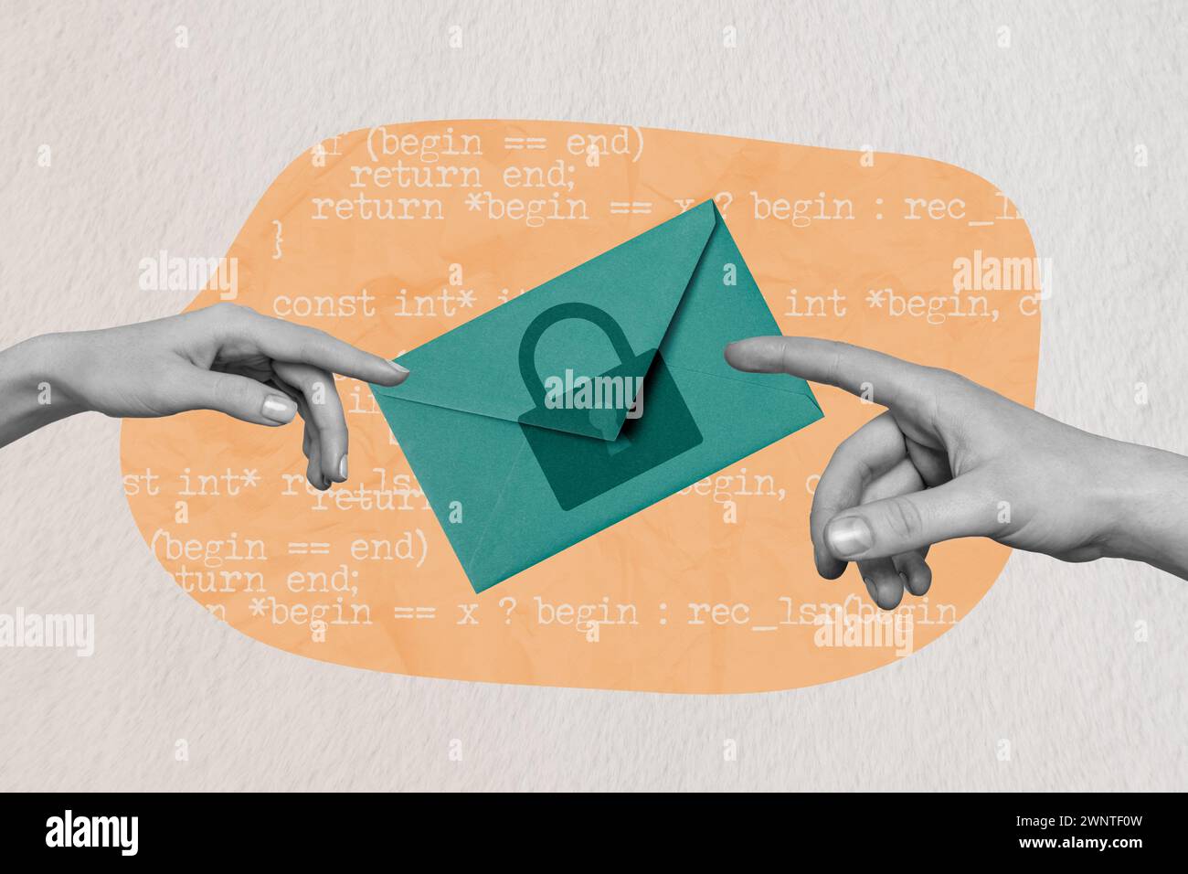 Composite image collage of two hands pass envelope important ...