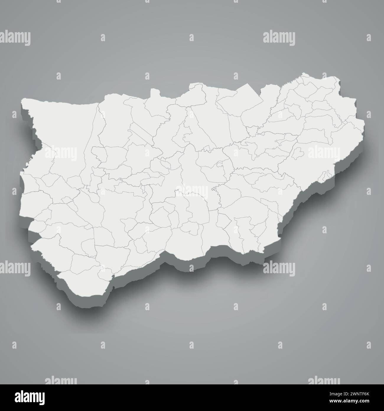 3d isometric map of Jaen is a province of Spain with borders ...
