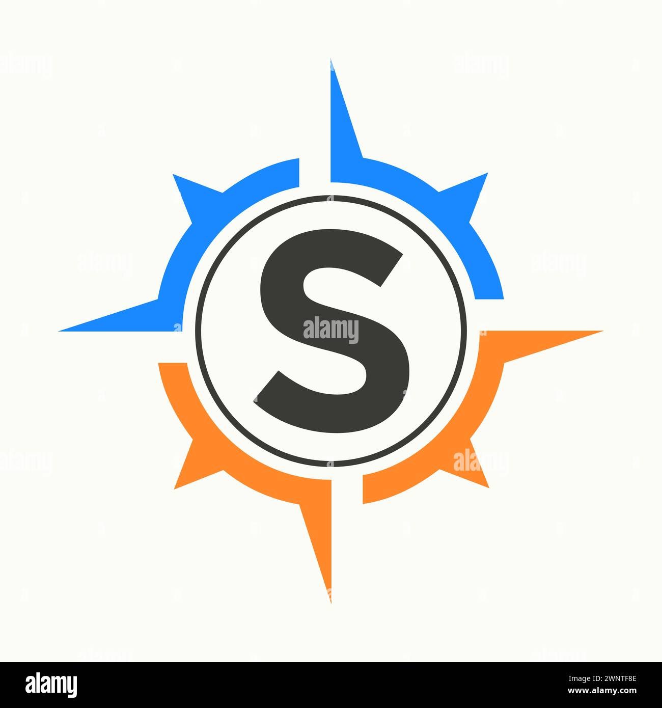 Compass Logo On Letter S Alphabet. Navigator Symbol Stock Vector Image ...