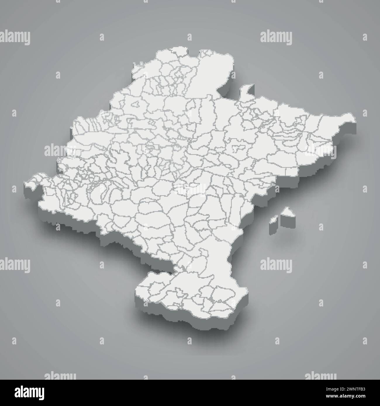 3d isometric map of Navarre is a province of Spain with borders municipalities Stock Vector ...