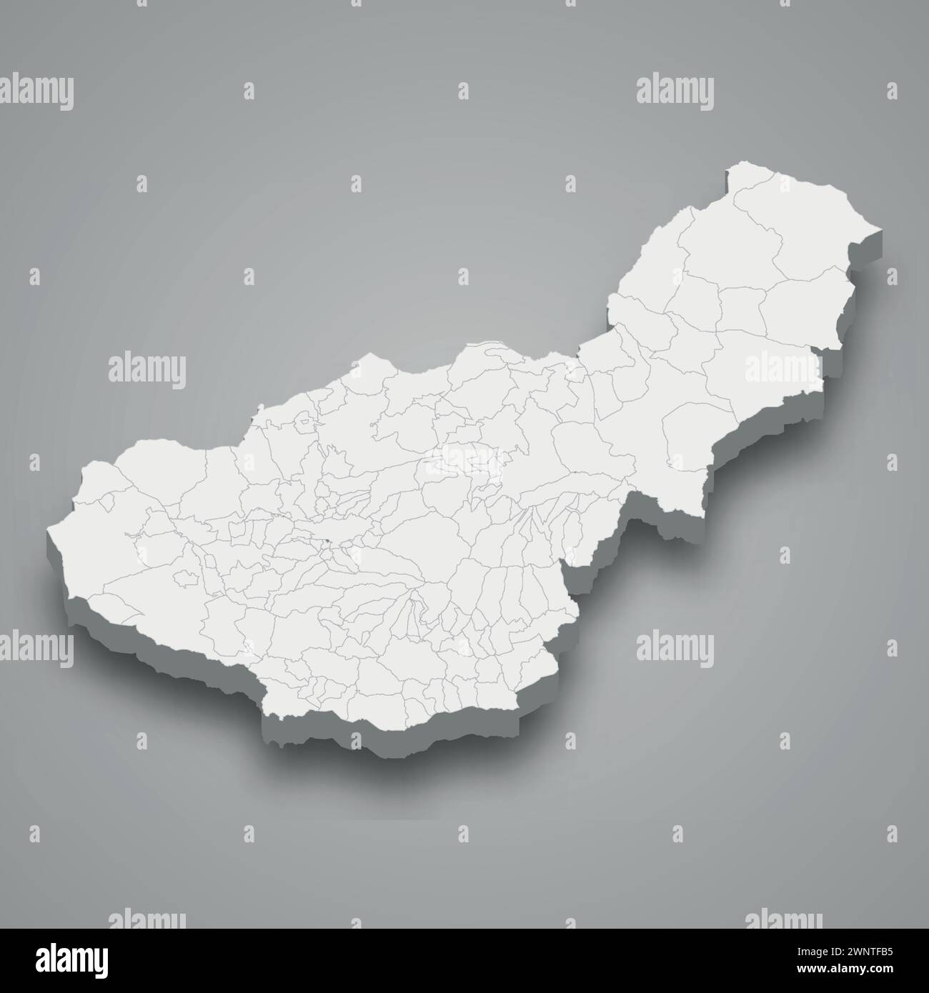 3d isometric map of Granada is a province of Spain with borders municipalities Stock Vector ...