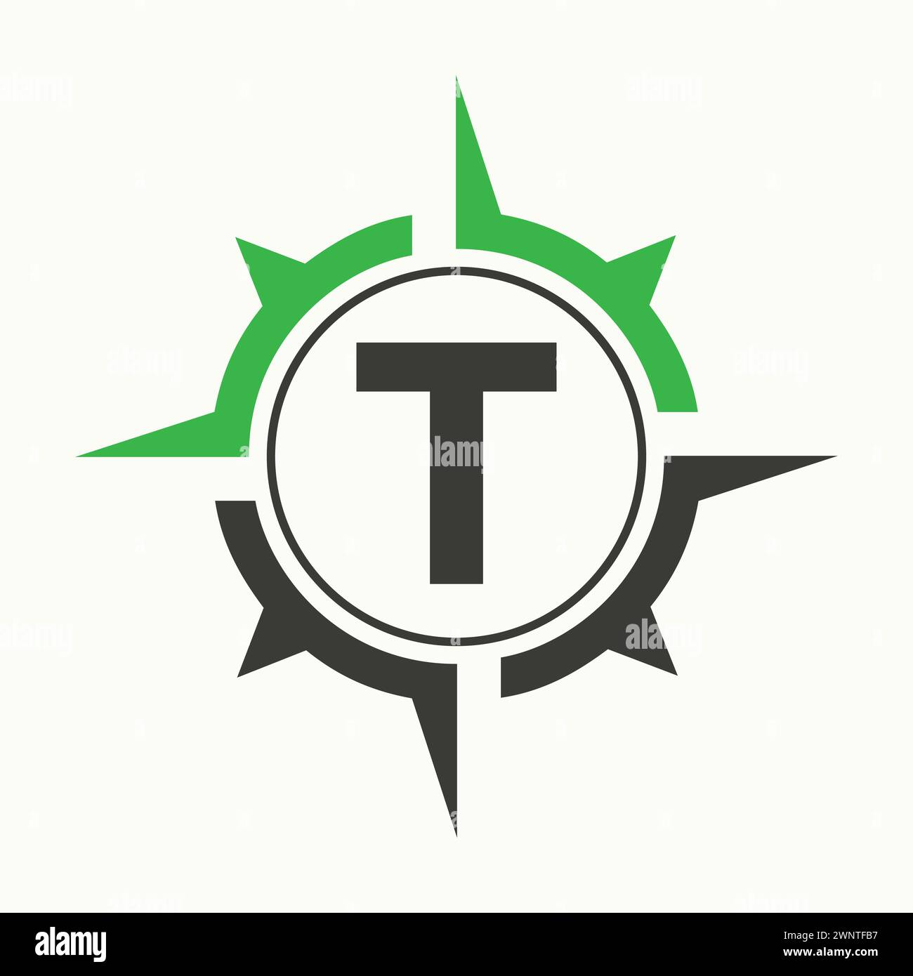 Compass Logo On Letter T Alphabet. Navigator Symbol Stock Vector Image ...