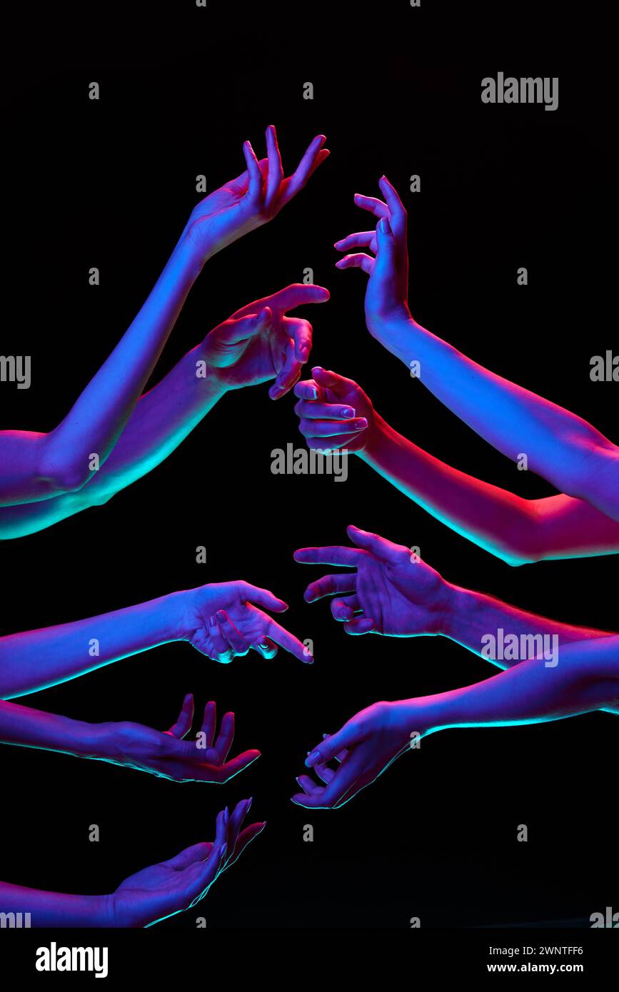 Female arms reaching to each other demonstrating sensitive and ...