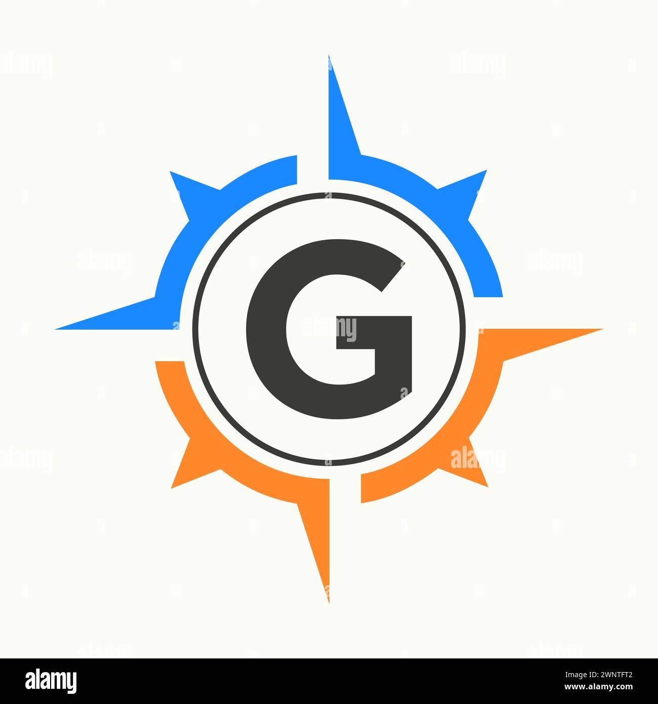 Compass Logo On Letter G Alphabet. Navigator Symbol Stock Vector Image ...