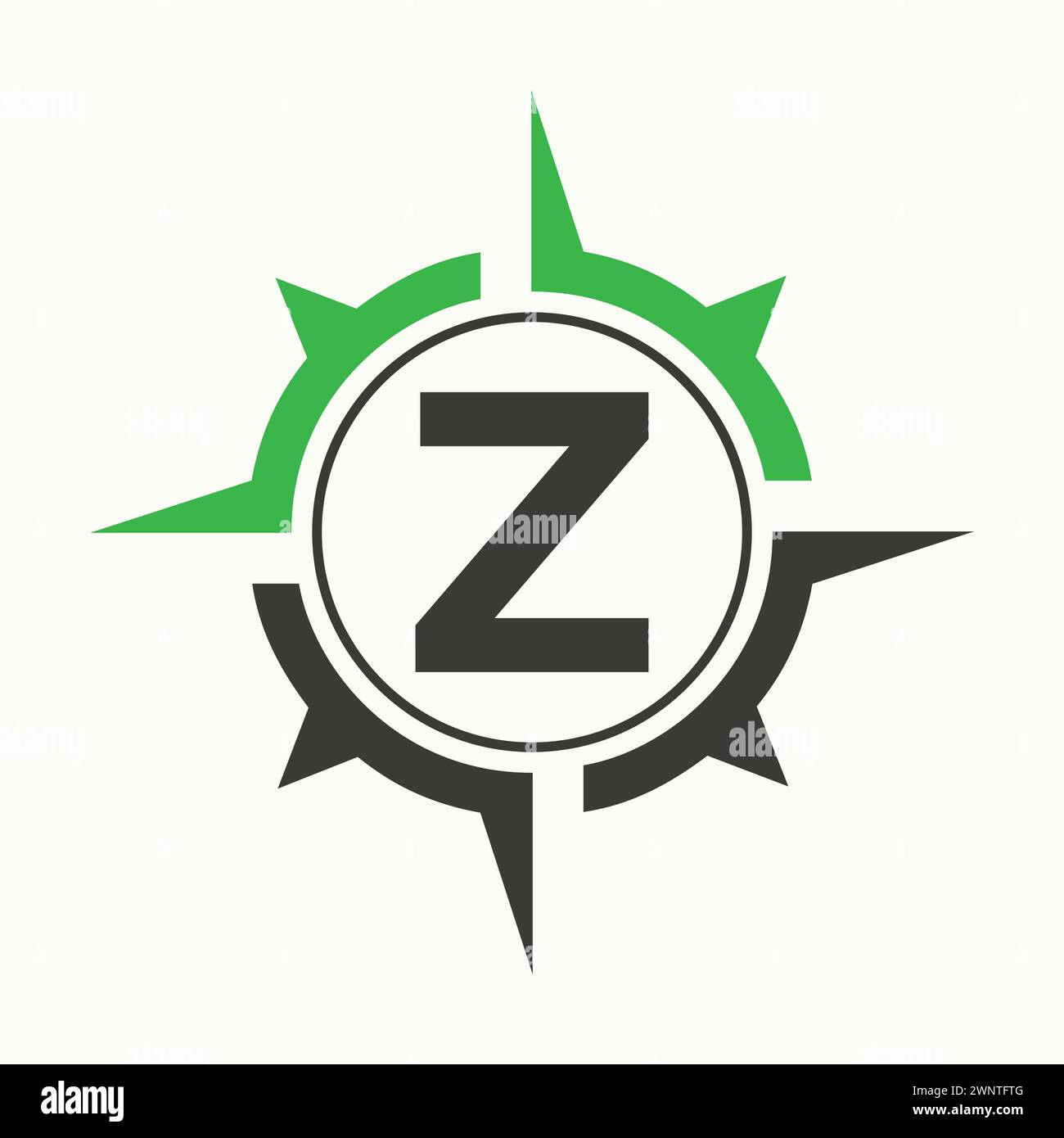 Compass Logo On Letter Z Alphabet. Navigator Symbol Stock Vector Image ...