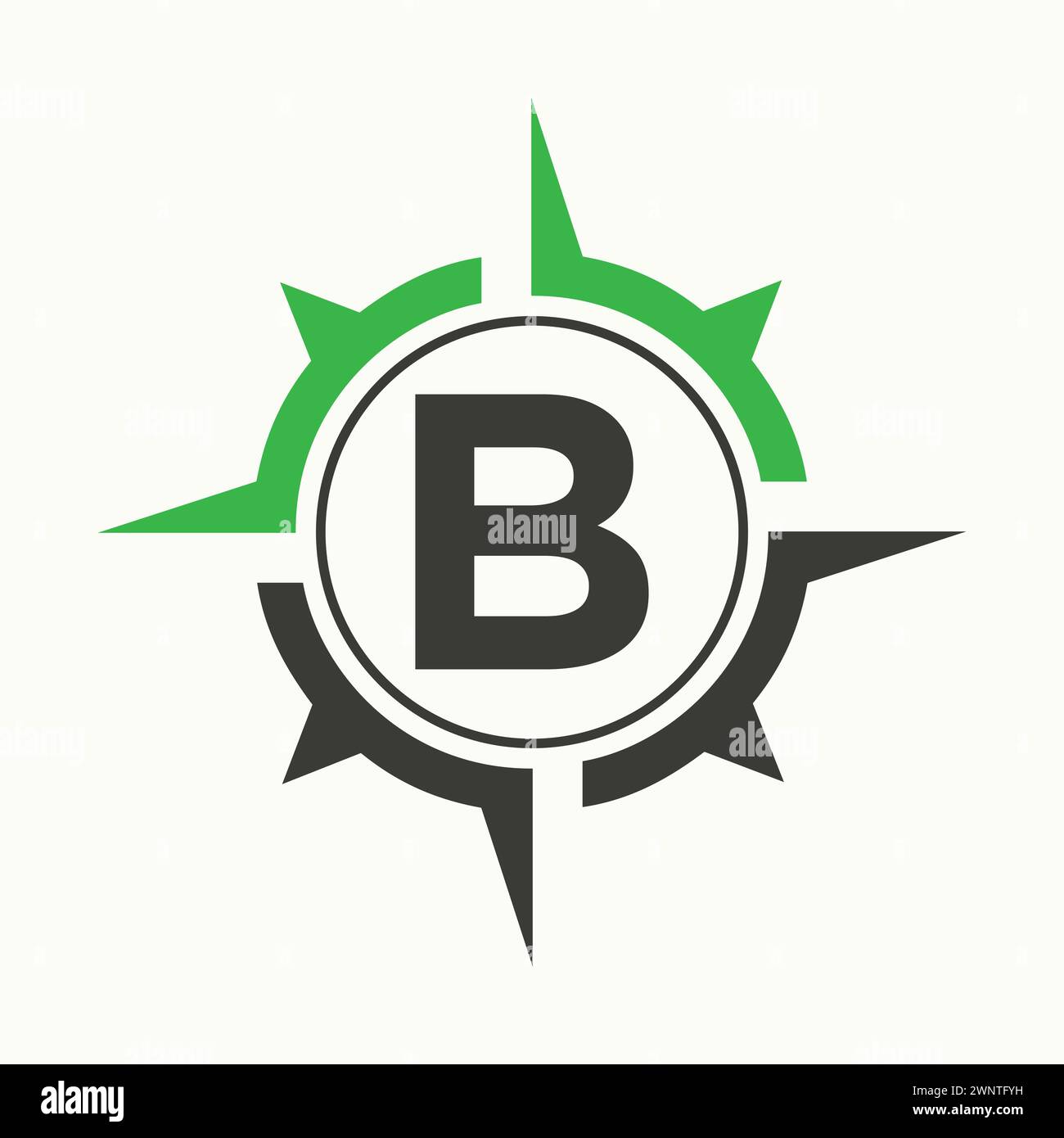 Compass Logo On Letter B Alphabet. Navigator Symbol Stock Vector Image ...