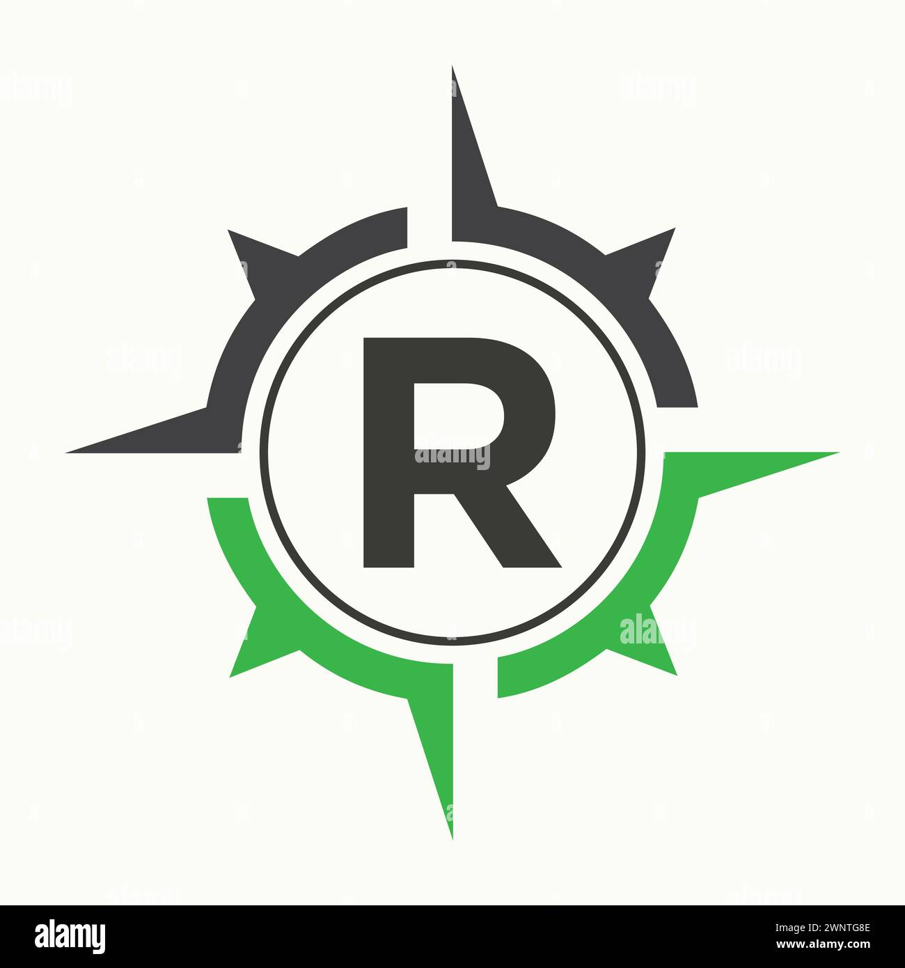 Compass Logo On Letter R Alphabet. Navigator Symbol Stock Vector Image ...