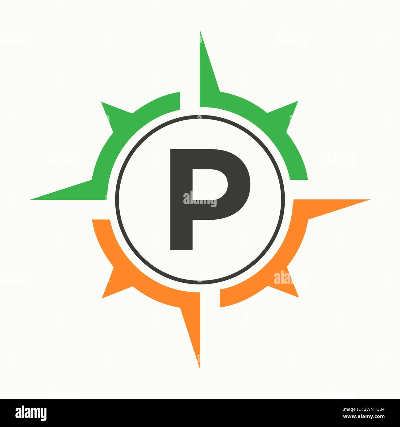 Compass Logo On Letter P Alphabet. Navigator Symbol Stock Vector Image ...