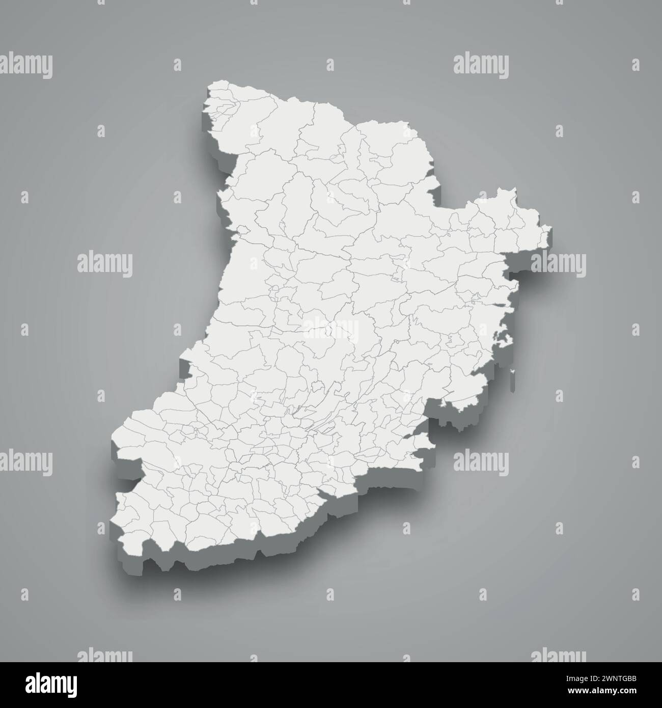 3d isometric map of Lleida is a province of Spain with borders ...