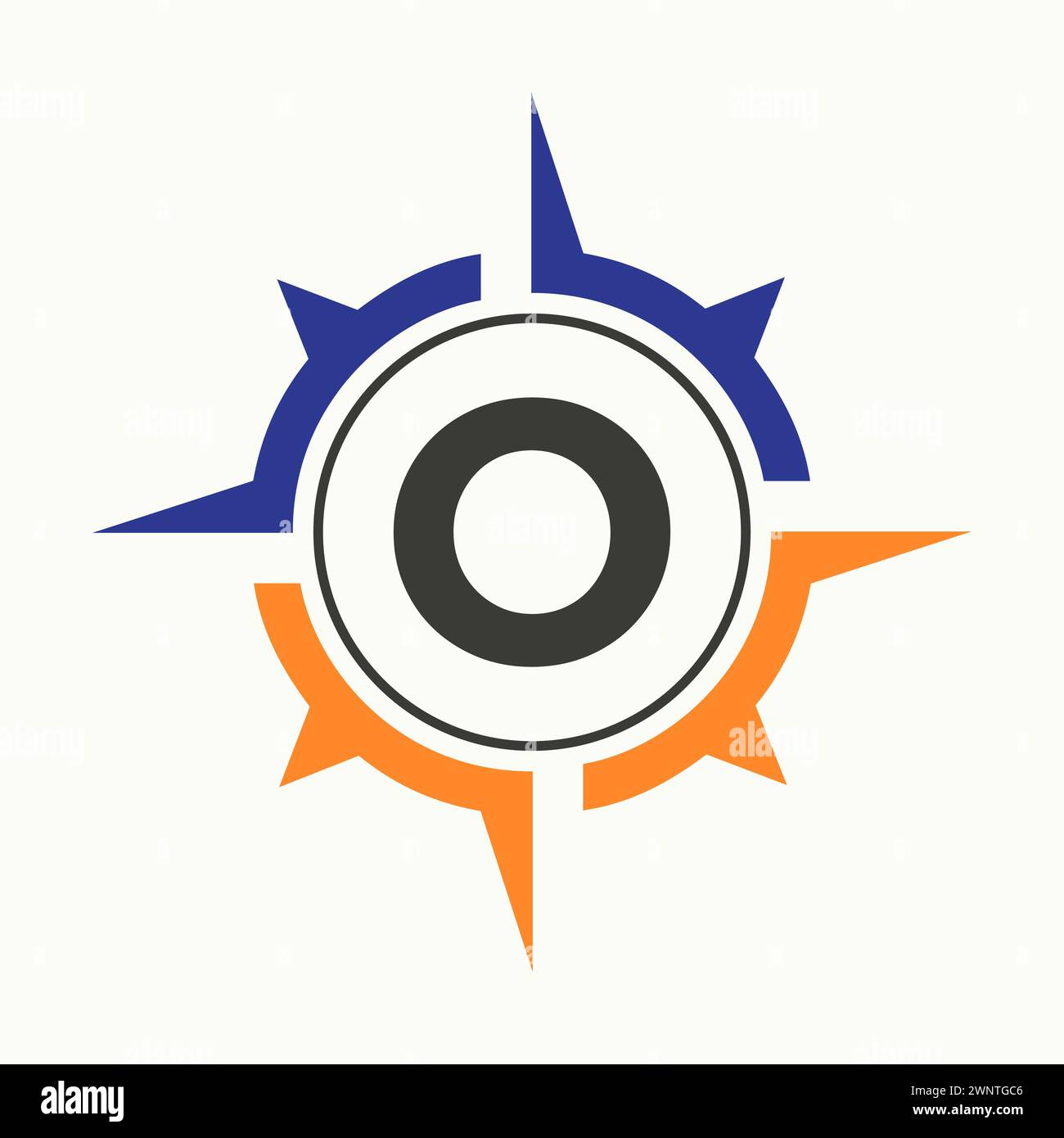 Compass Logo On Letter O Alphabet. Navigator Symbol Stock Vector Image ...