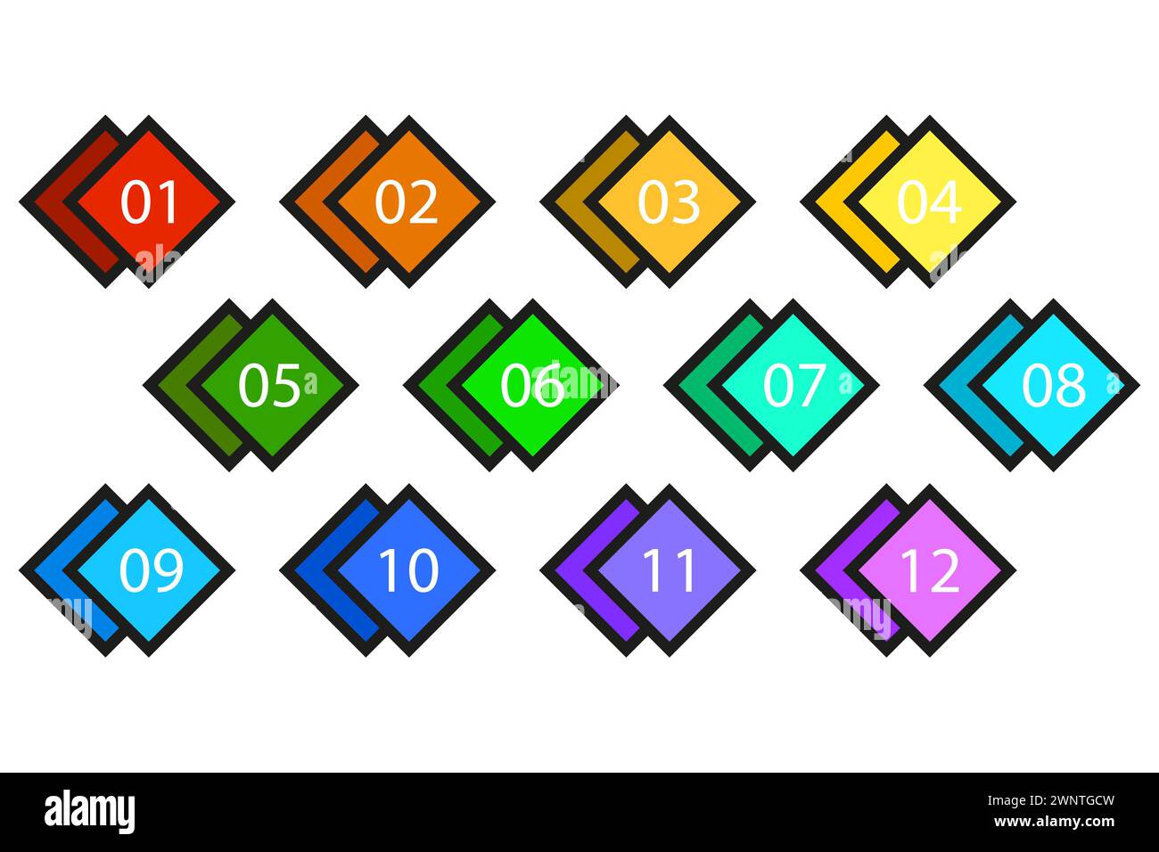 Numbers in colored diamonds. Vector illustration. EPS 10. Stock image ...