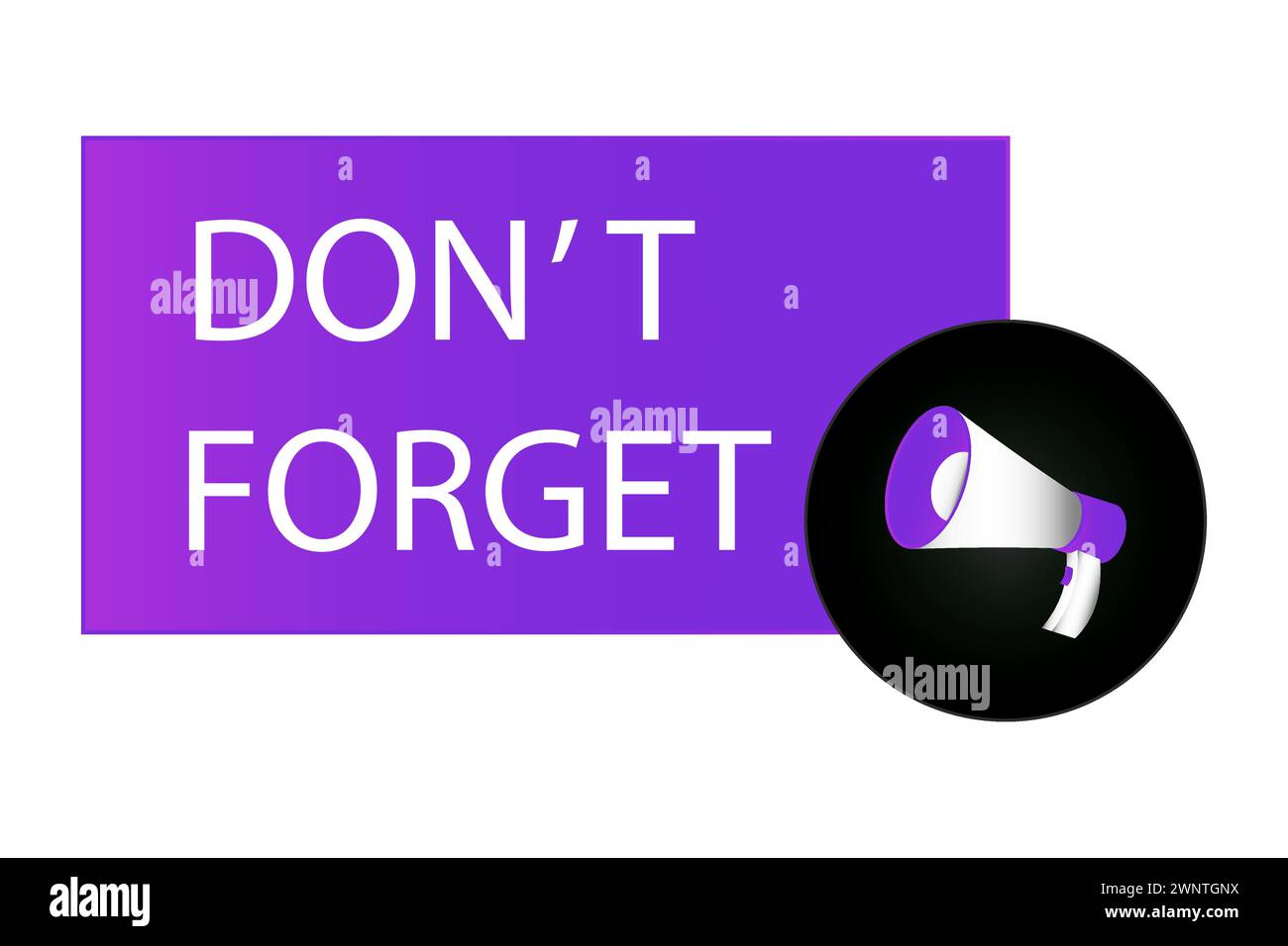 Dont forget, advertising sign with megaphone. Black background. EPS 10 ...