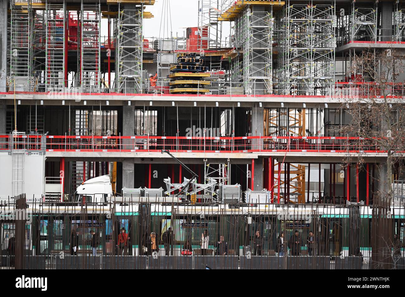 Paris, France, February 13, 2024, Construction site in Paris, House and ...