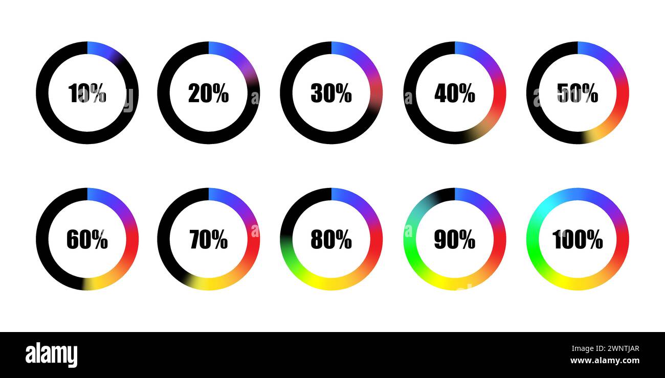 Set of circular progress bar icons. Timer icon. Good for download ...