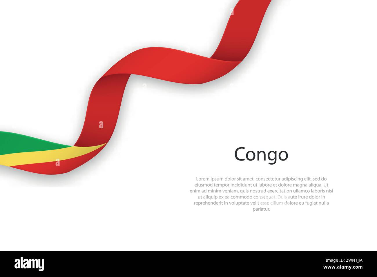 Waving ribbon with flag of Congo. Template for independence day poster ...
