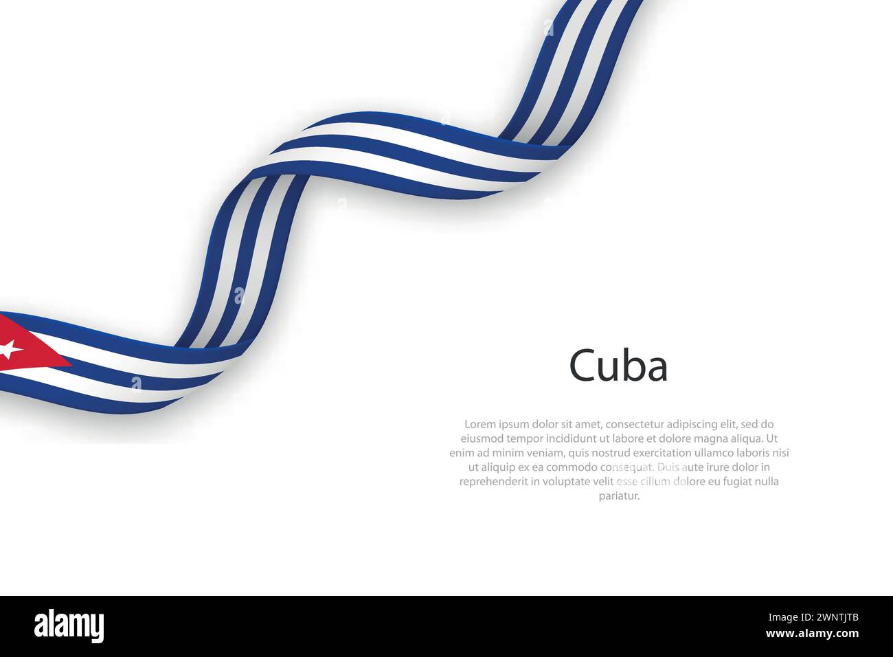 Waving ribbon with flag of Cuba. Template for independence day poster ...