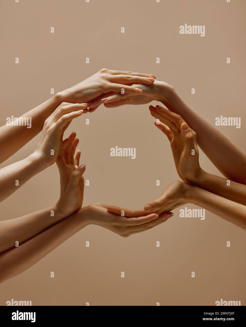 Photo of human hands making circle symbol of unity, support and care ...