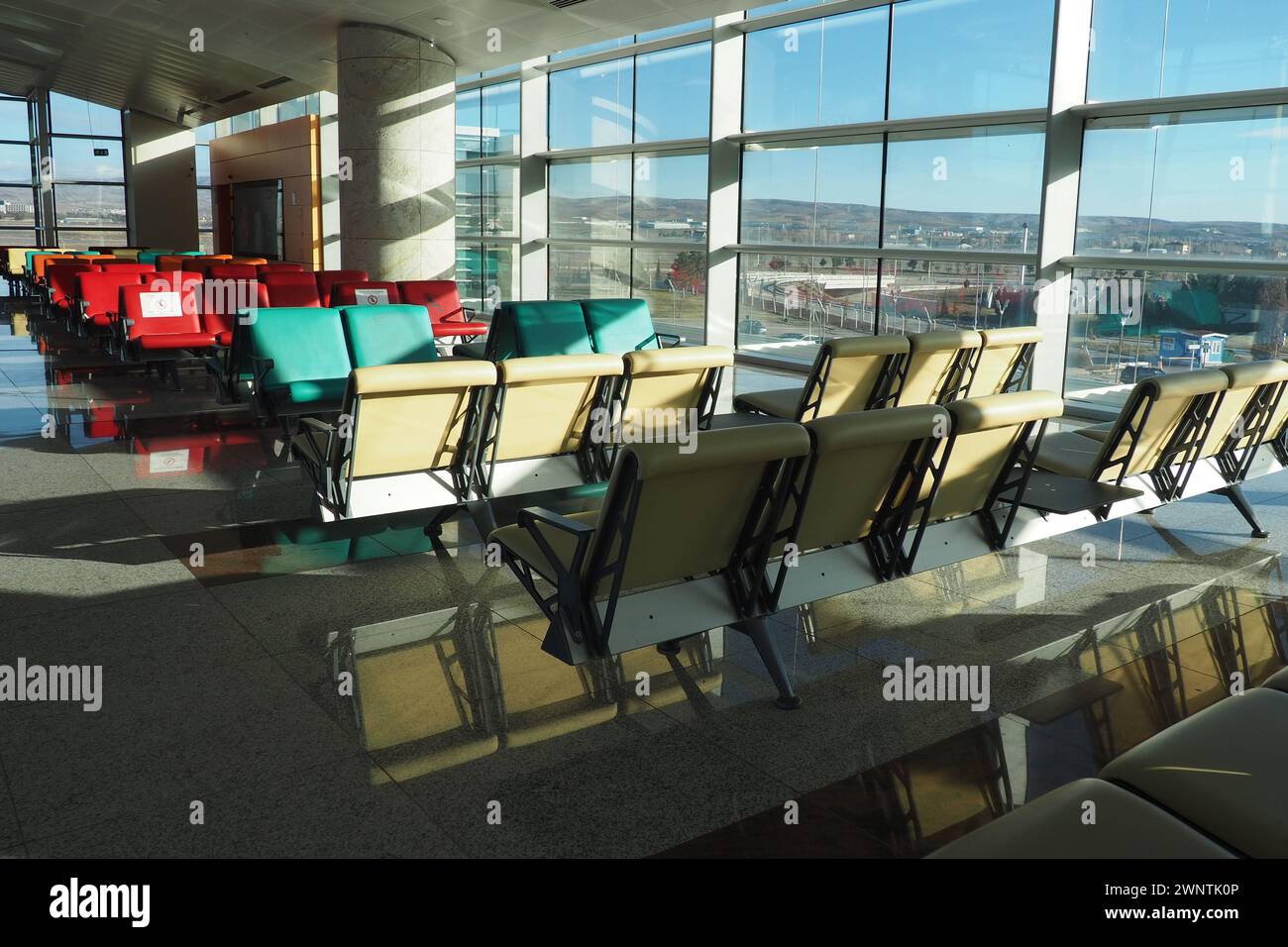 Ankara, Turkey, Esenboga Havalimani Airport. The waiting room, a place ...