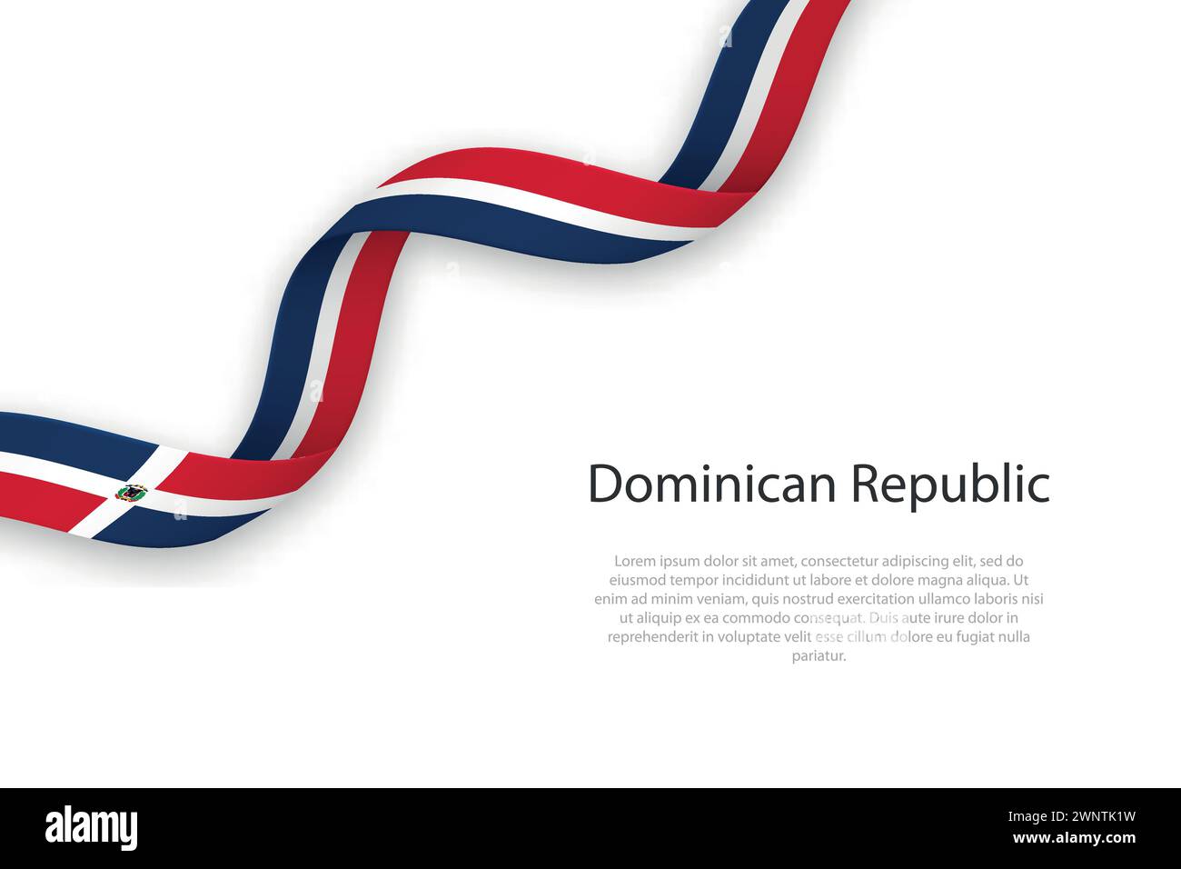Waving ribbon with flag of Dominican Republic. Template for ...