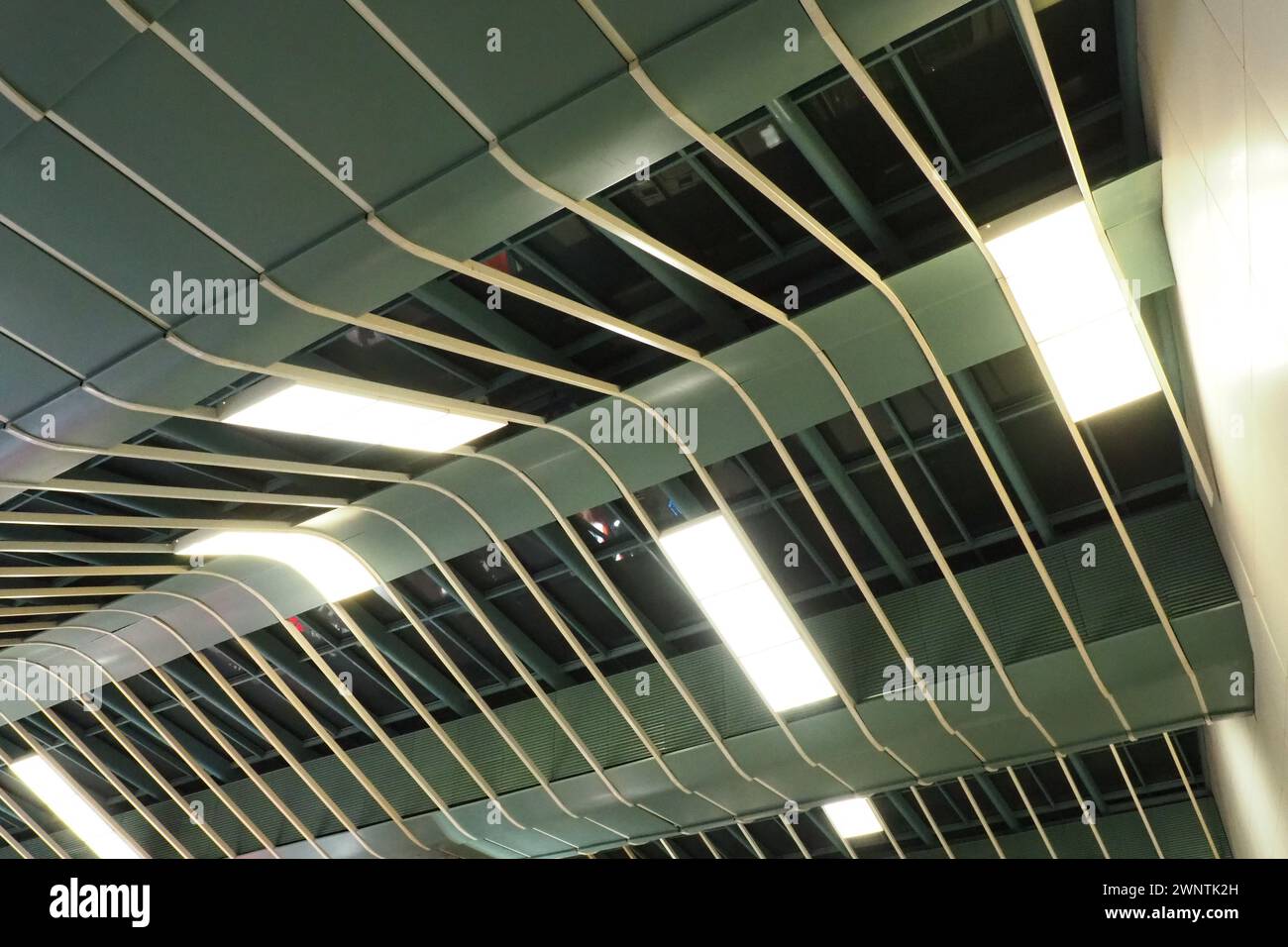 Metal structures under the ceiling. Decorative details of the airport ...