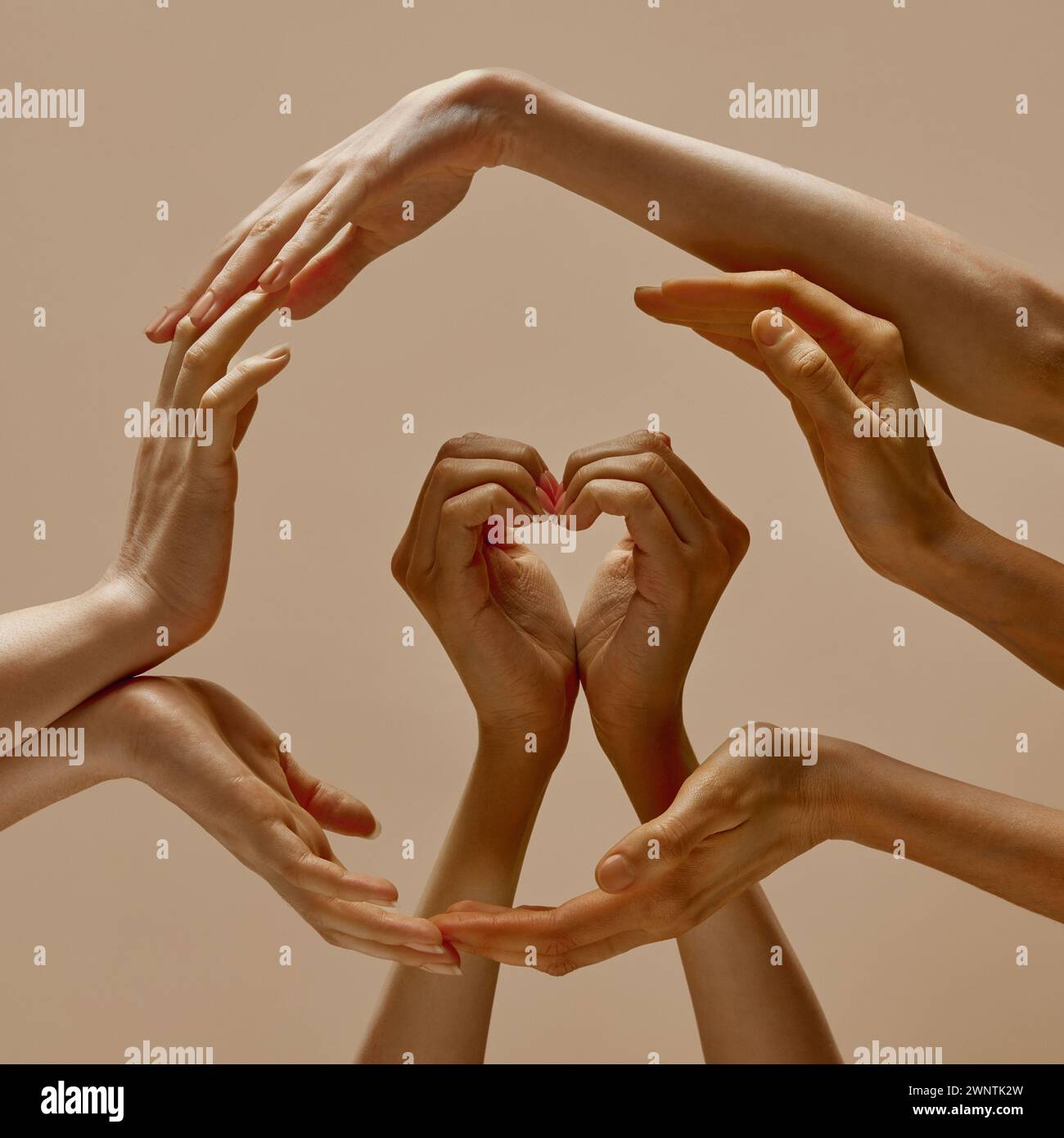 Photo of human hands making circle symbol and shape of heart of unity ...
