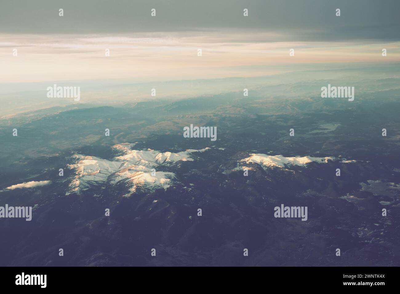 Turkey, Ankara. View from airplane window to the Turkish mountains ...