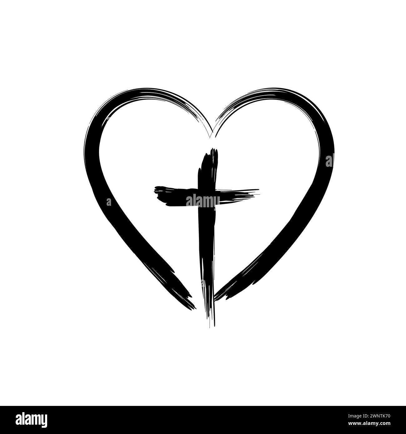 Christian Cross Icon In The Heart Inside Vector Illustration Eps 10