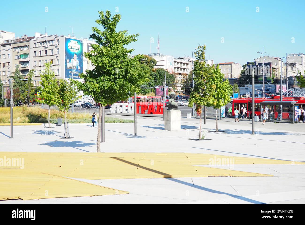 Belgrade Serbia 9.9.23 Slavia Square Trg Slavija, major commercial ...