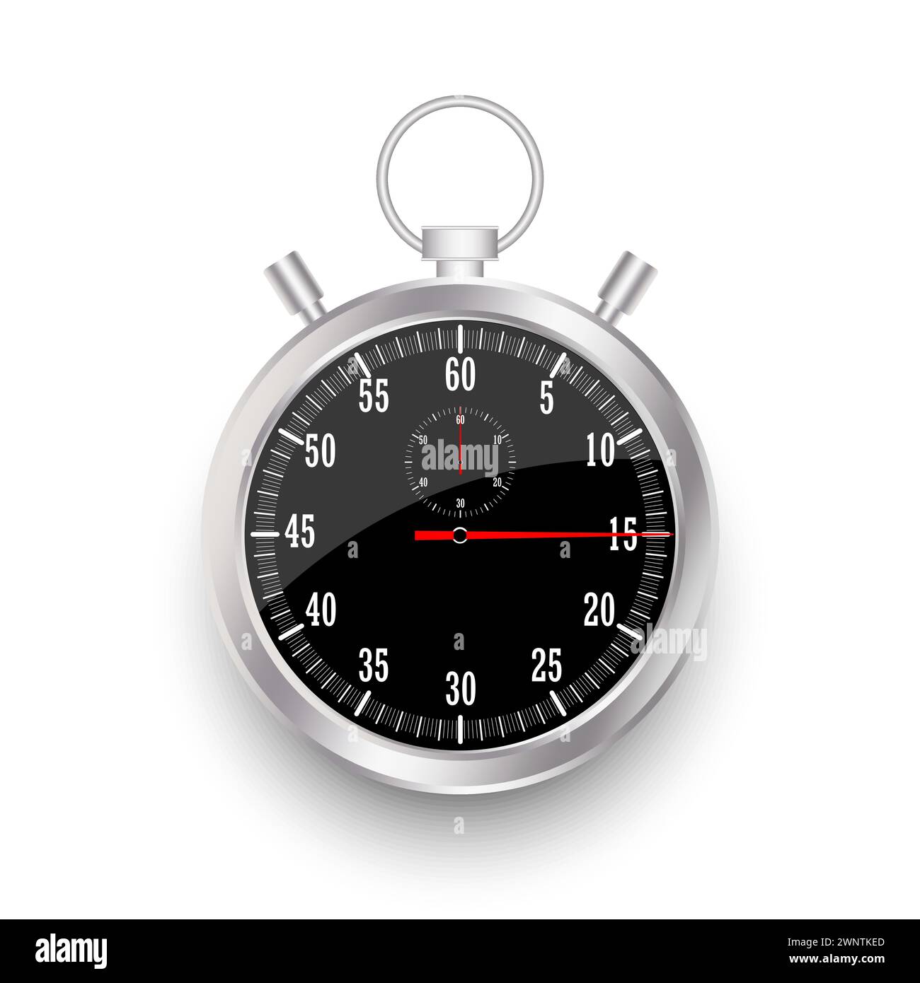 Realistic classic stopwatch. Time counter with dial. Shiny metal ...