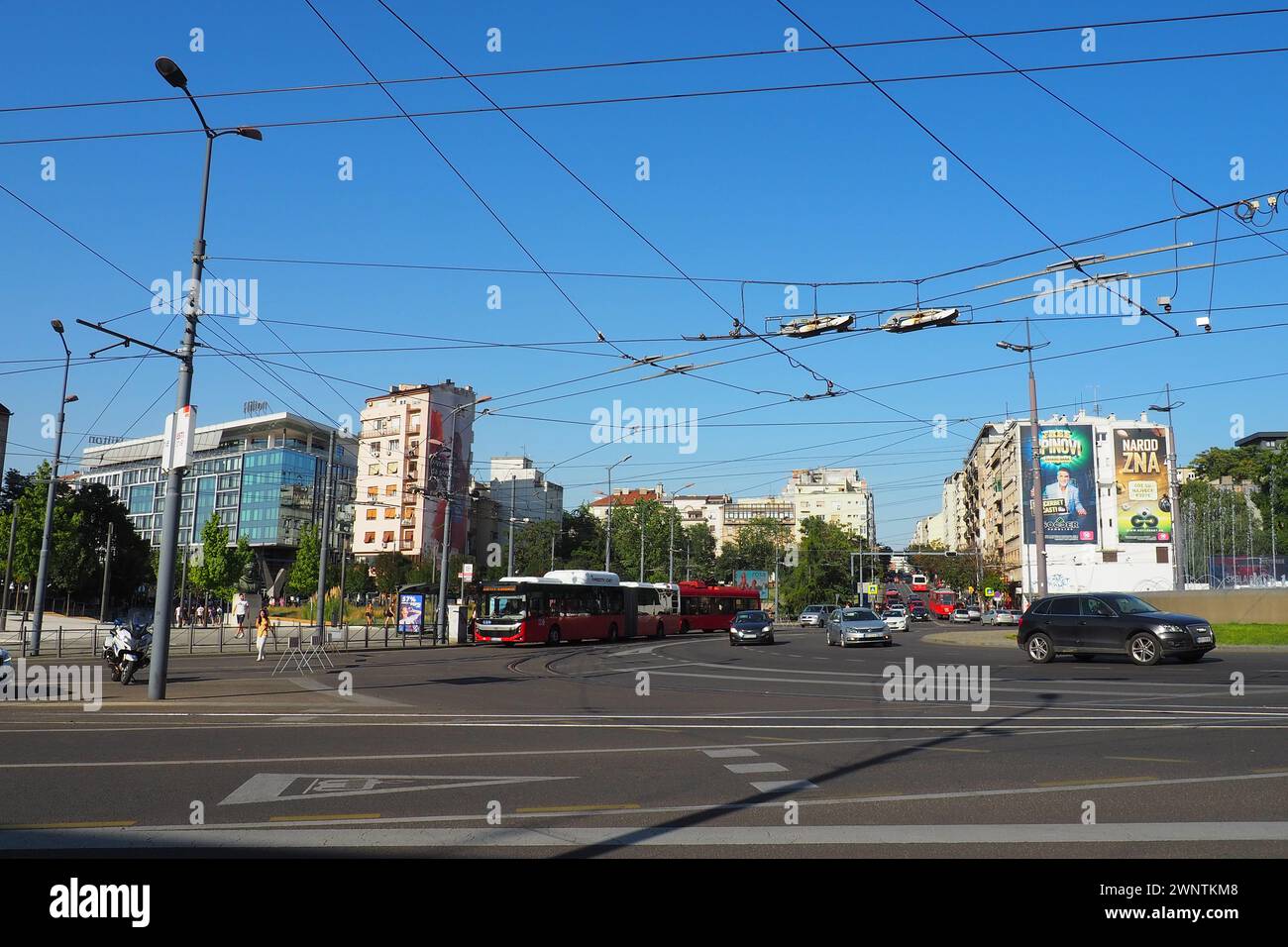 Belgrade Serbia 9.9.23 Slavia Square Trg Slavija, major commercial ...
