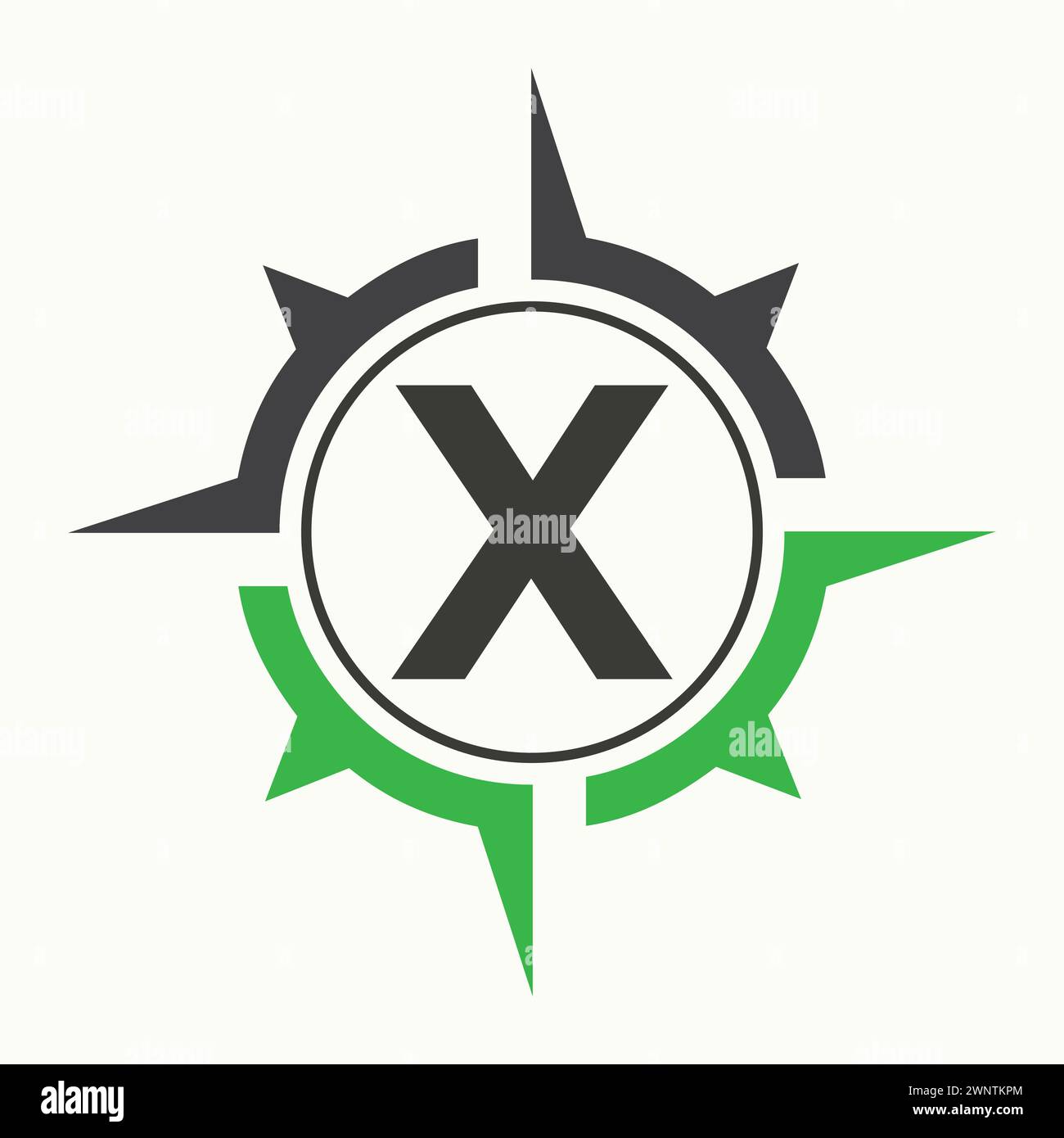 Compass Logo On Letter X Alphabet. Navigator Symbol Stock Vector Image ...
