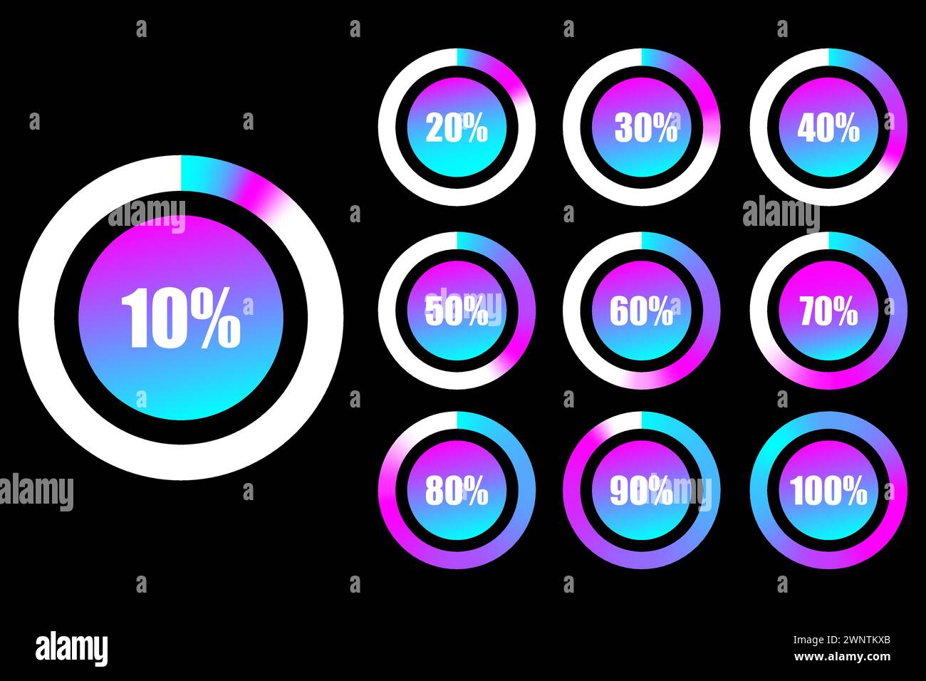 Set of circular progress bar icons. Timer icon. Good for download ...