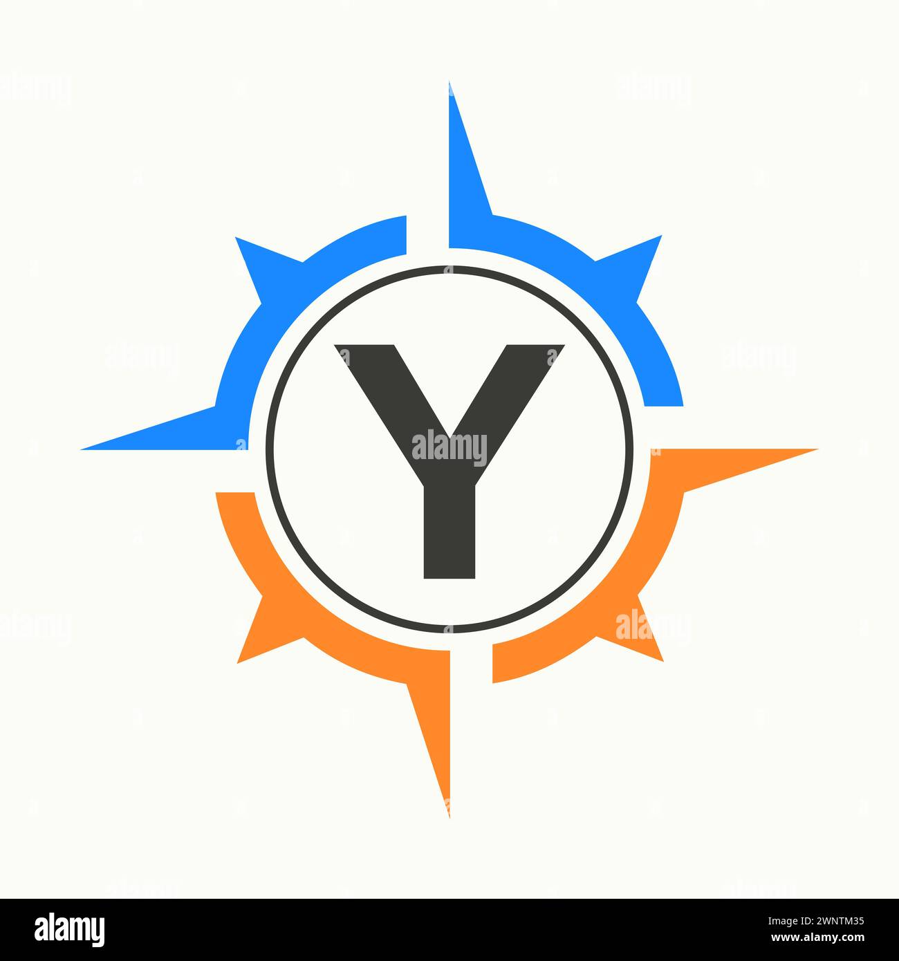 Compass Logo On Letter Y Alphabet. Navigator Symbol Stock Vector Image ...