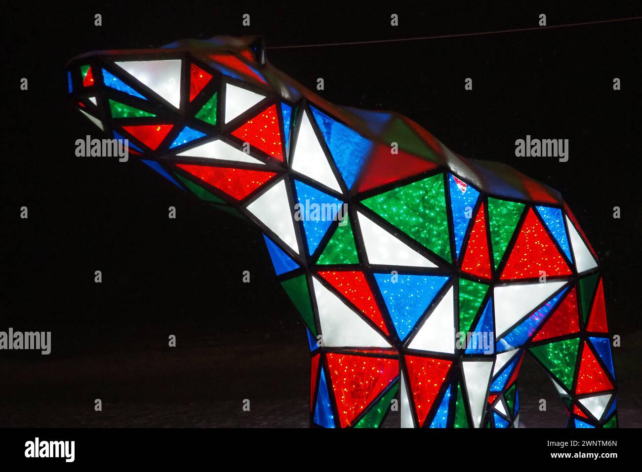 Bear garland. Multi-colored sparkling electric New Year Christmas bear ...