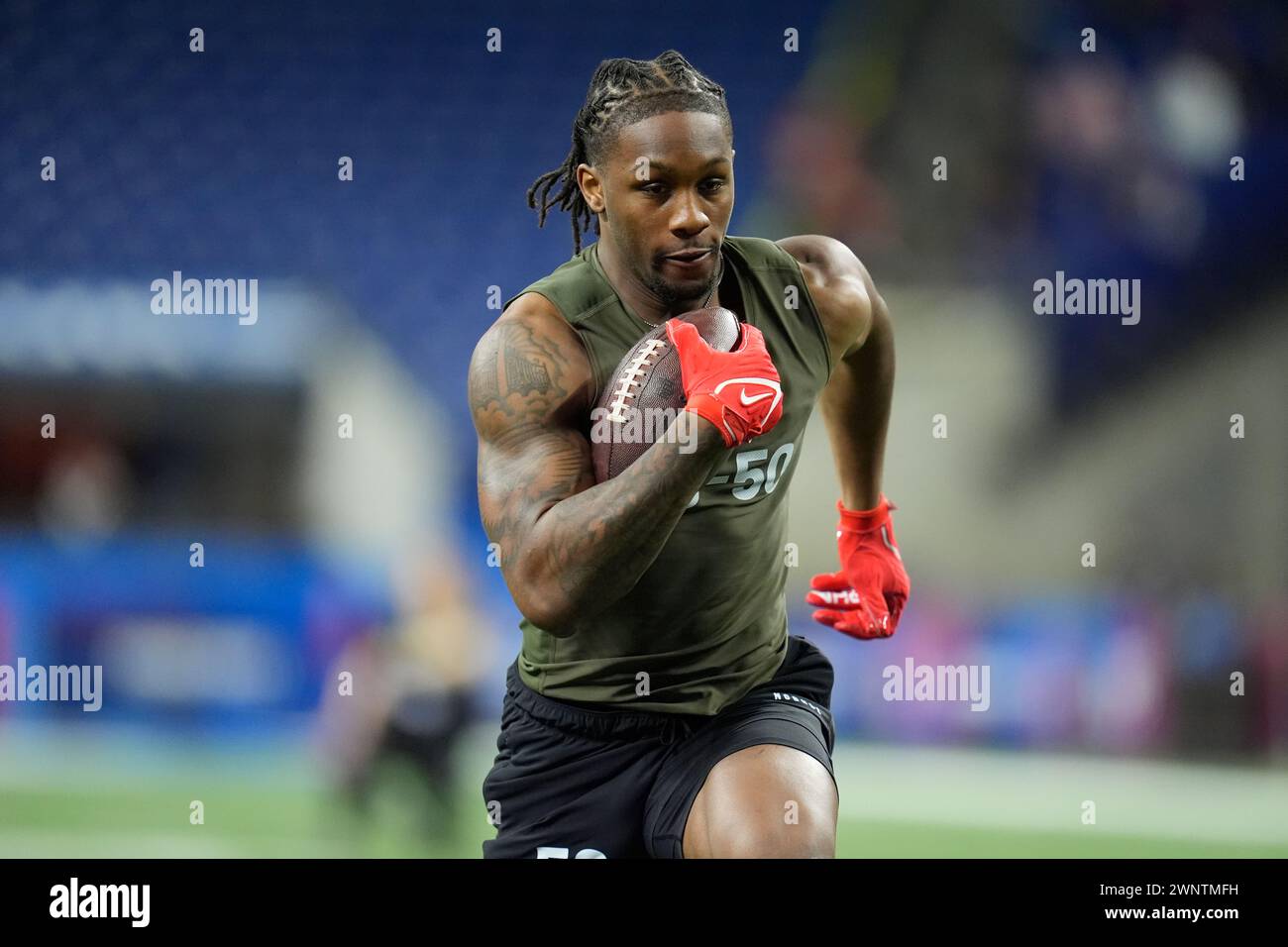 Washington defensive back Dom Hampton runs a drill at the NFL football ...