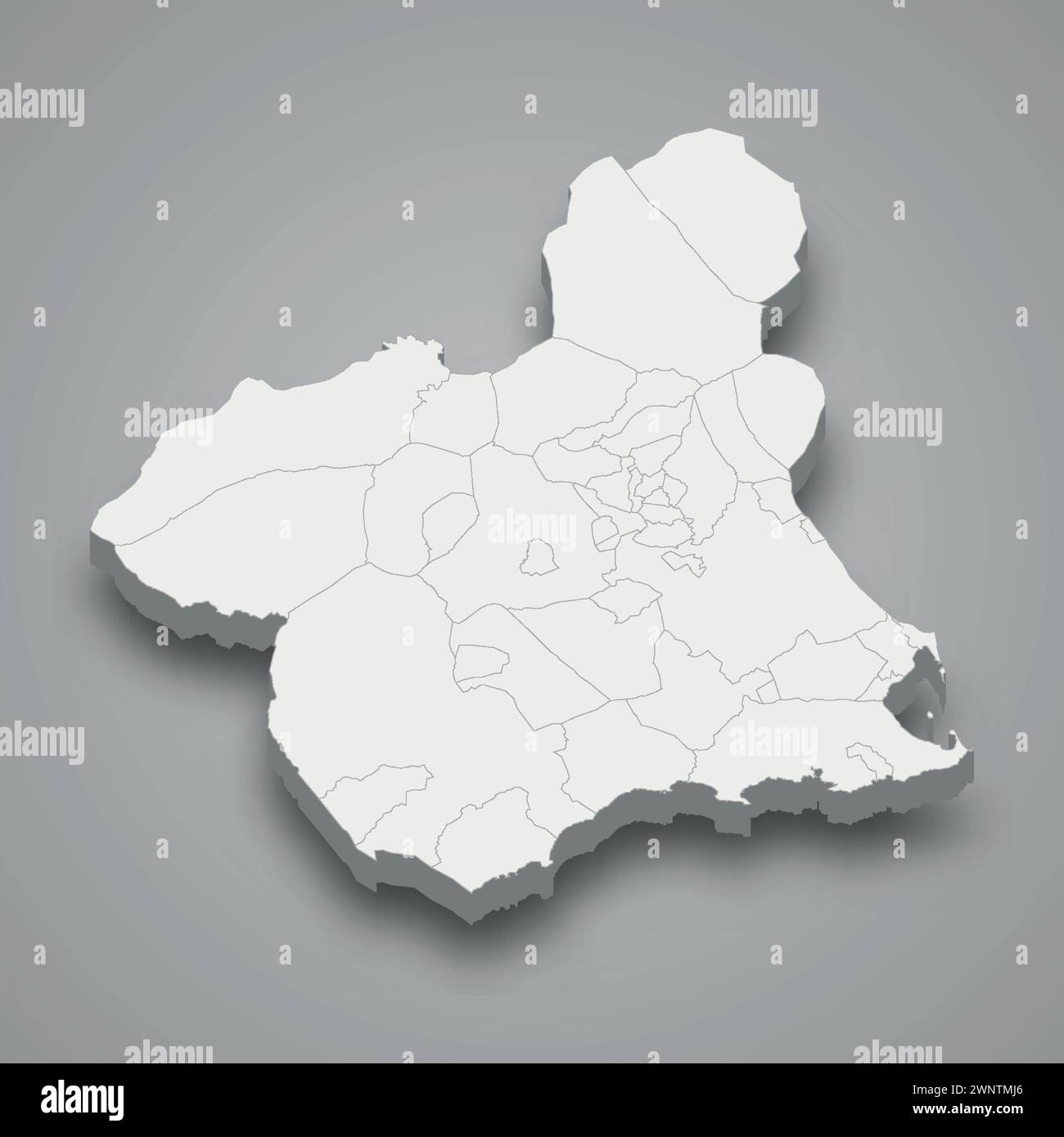 3d isometric map of Murcia is a province of Spain with borders ...