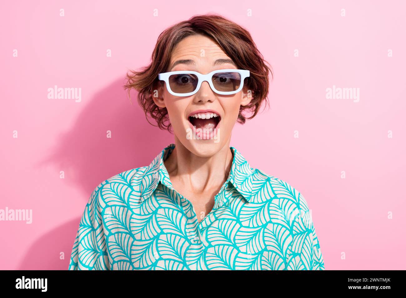 Portrait of impressed positive person open mouth unbelievable reaction ...