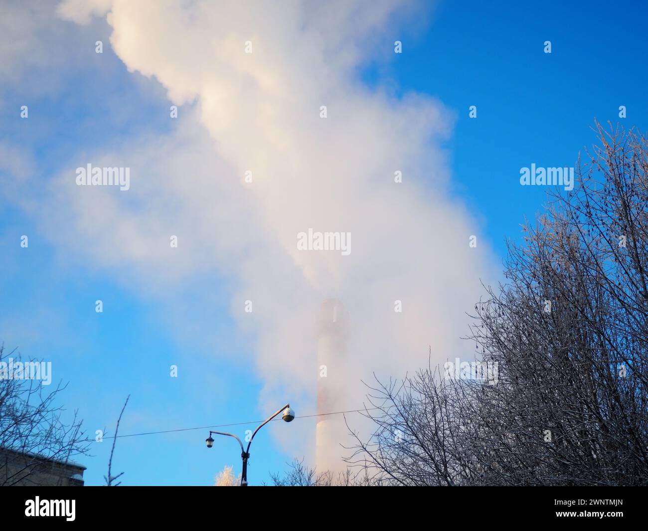 Smoke from a factory chimney. Ecological pollution. Air emissions ...