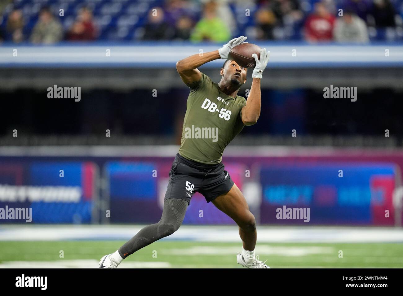 Minnesota defensive back Tyler Nubin runs a drill at the NFL football ...