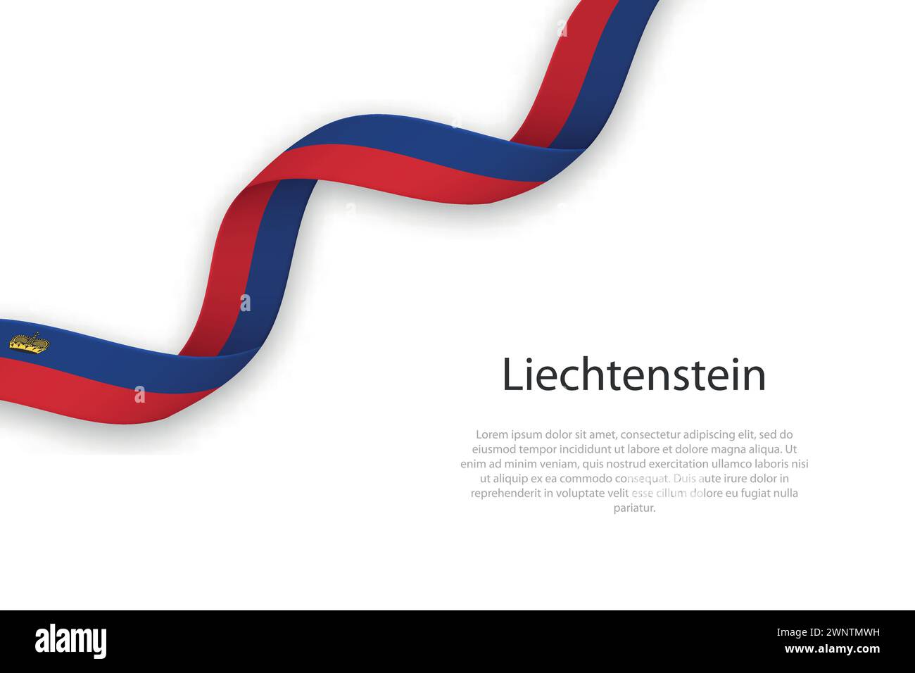 Waving ribbon with flag of Liechtenstein. Template for independence day ...