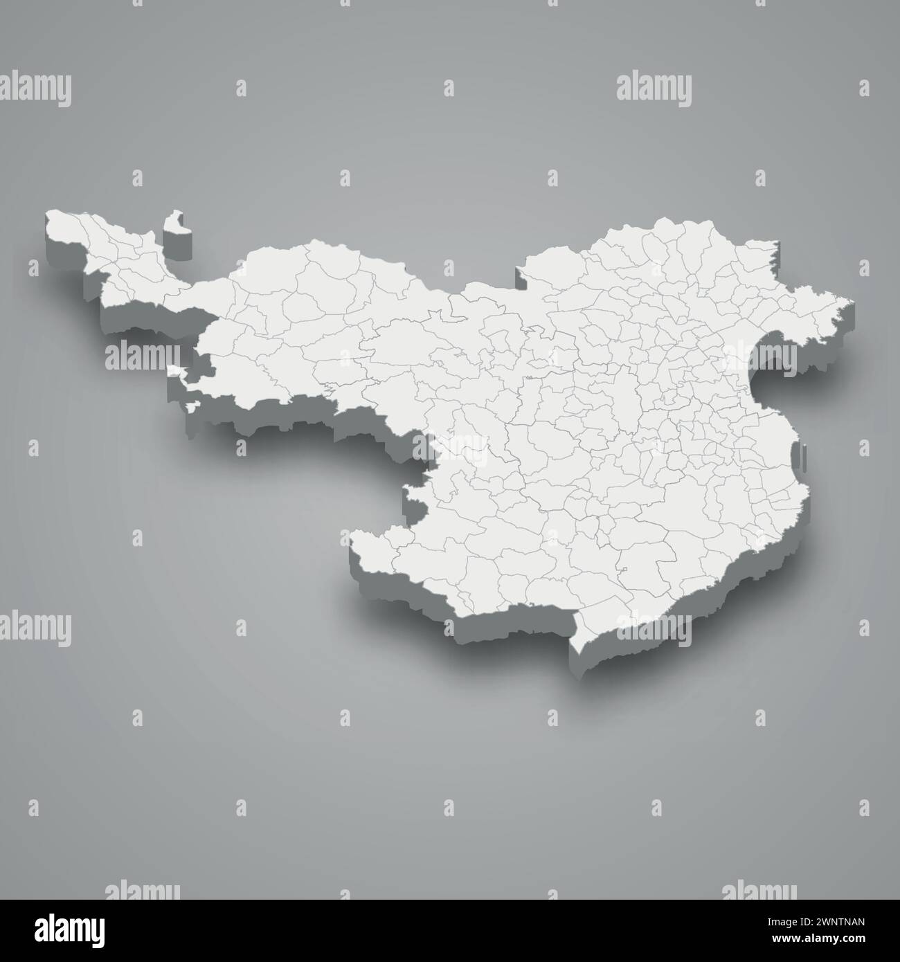 3d isometric map of Girona is a province of Spain with borders municipalities Stock Vector Image ...