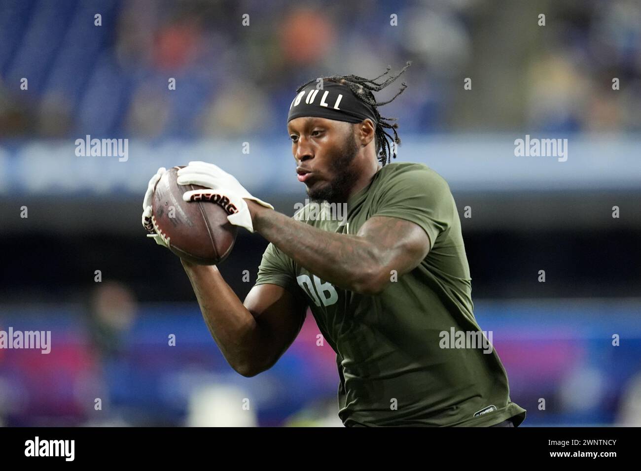 Georgia defensive back Tykee Smith runs a drill at the NFL football ...