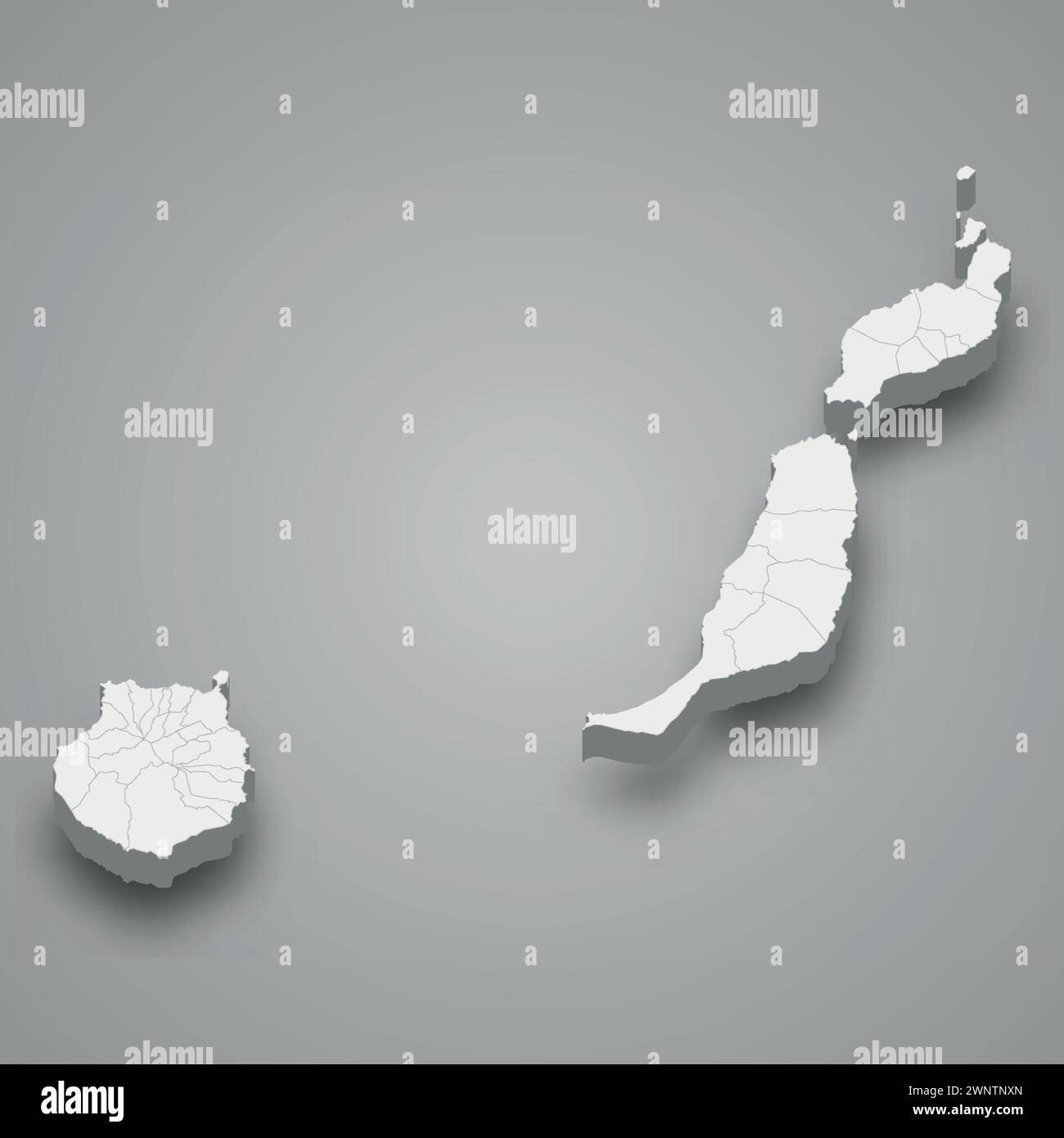 3d isometric map of Las Palmas is a province of Spain with borders ...