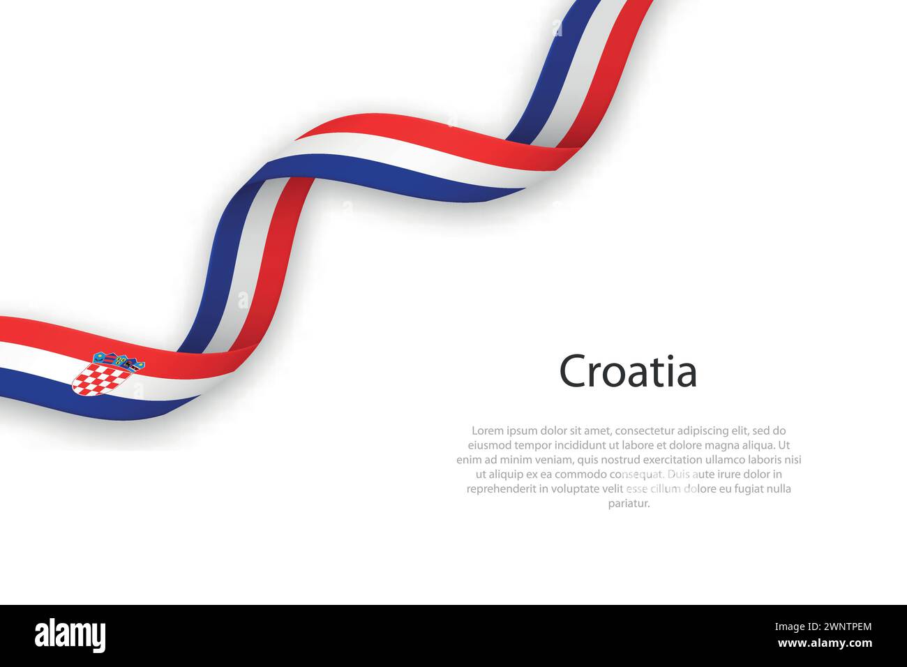 Waving ribbon with flag of Croatia. Template for independence day ...