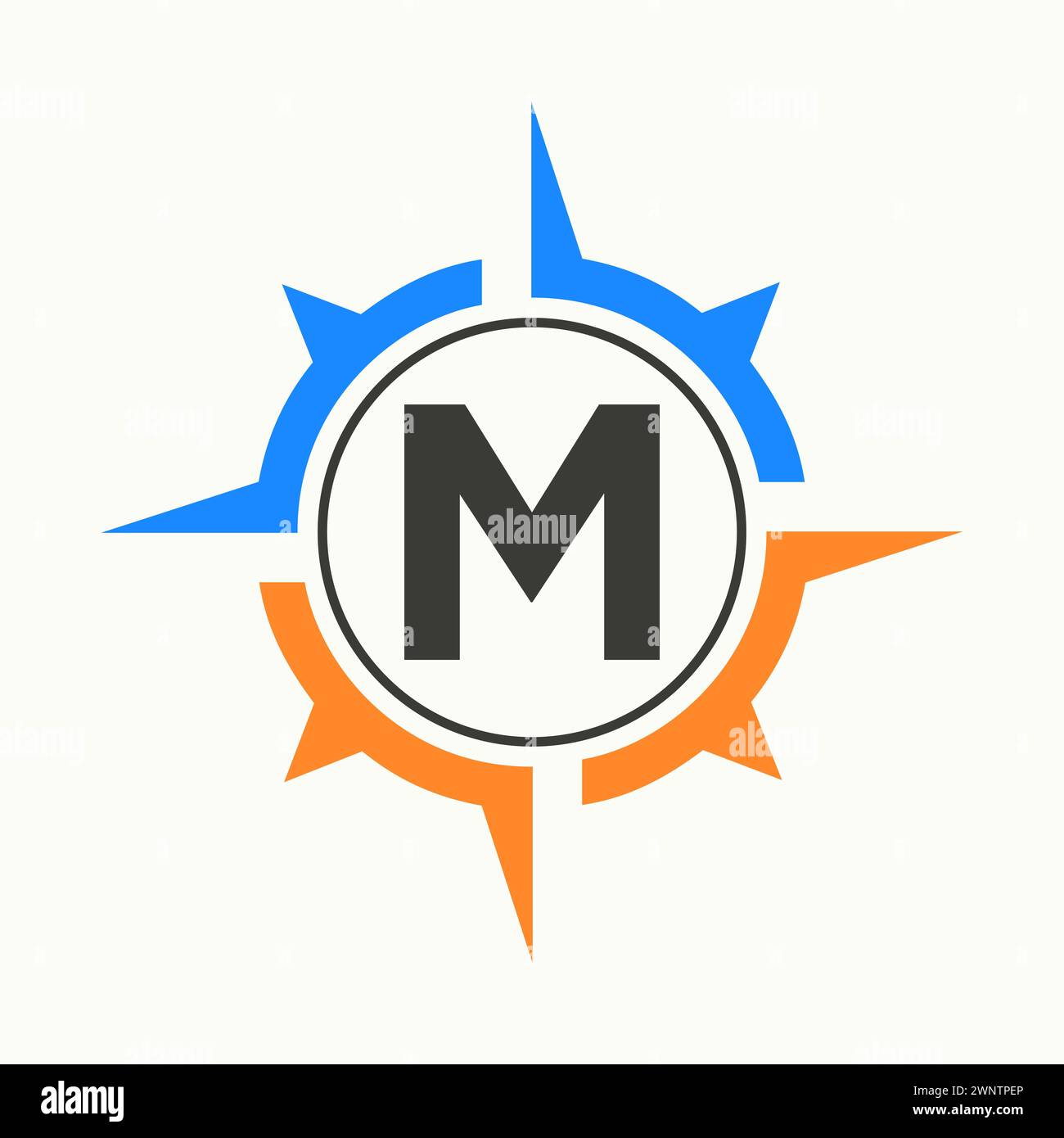 Compass Logo On Letter M Alphabet. Navigator Symbol Stock Vector Image ...