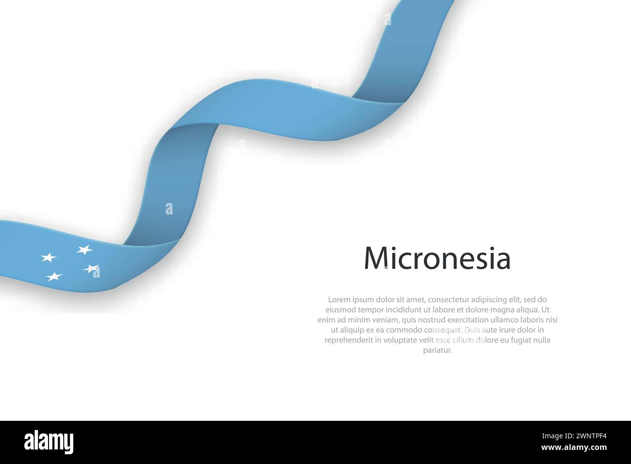 Waving ribbon with flag of Micronesia. Template for independence day ...